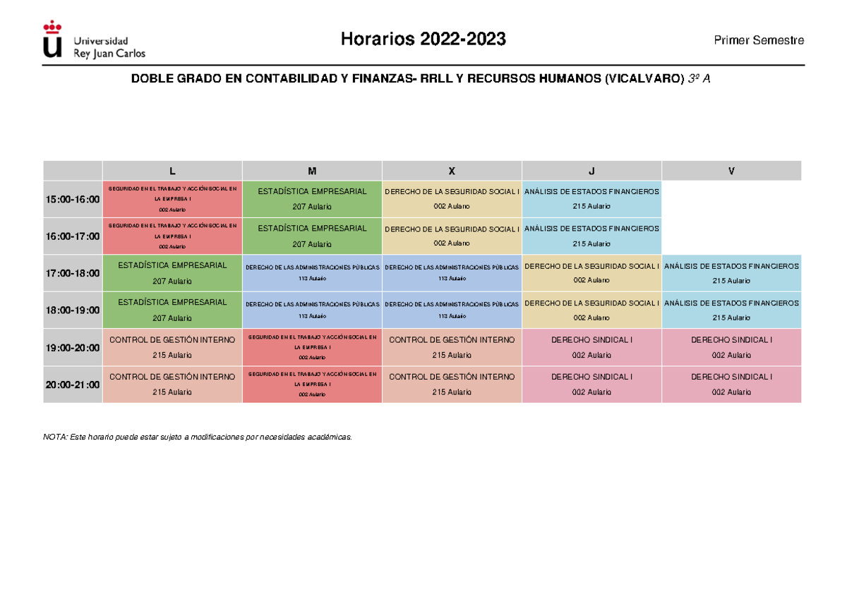 Horario 1º cuatri - random - Horarios 2022-2023 Primer Semestre DOBLE GRADO EN CONTABILIDAD Y ...