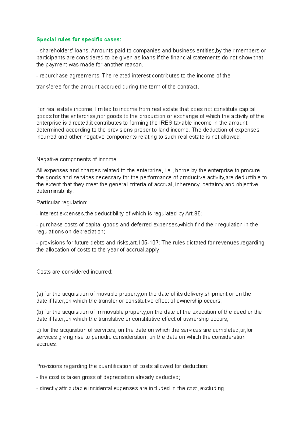 Special rules for specific cases 8 - Special rules for specific cases ...