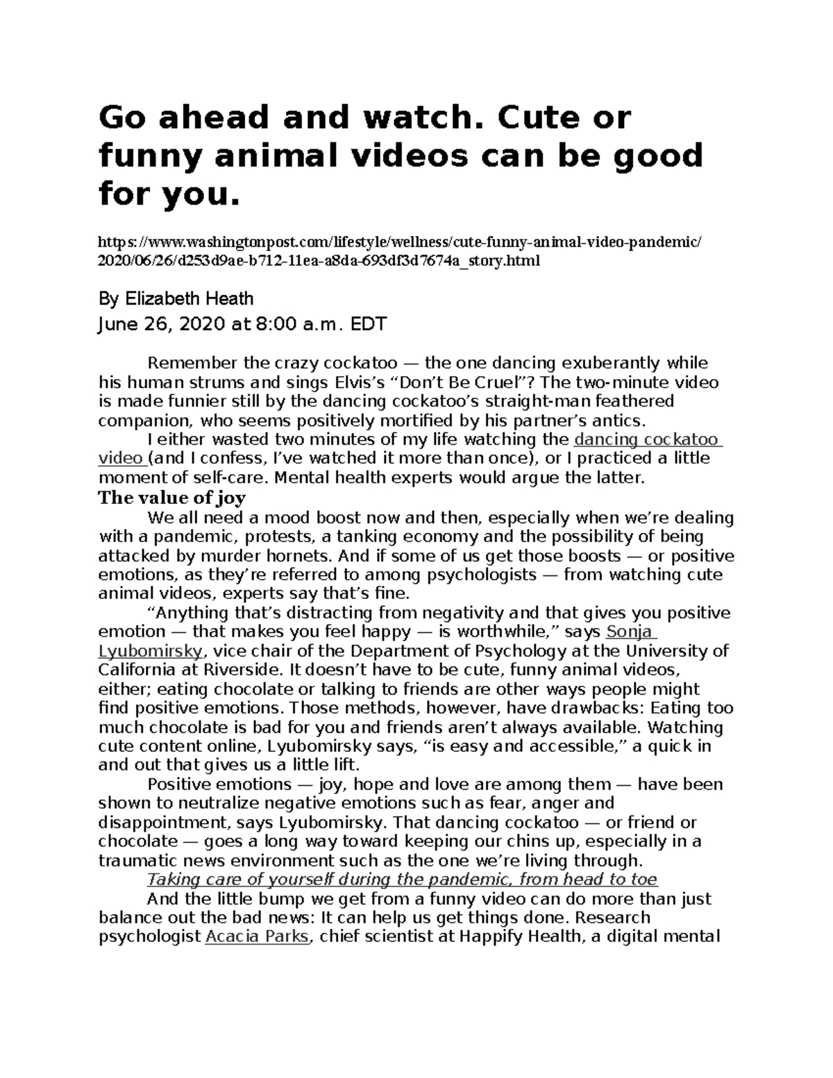 Cute or Funny Animal Videos Can Be Good for You by Elizabeth Heath - Go ...