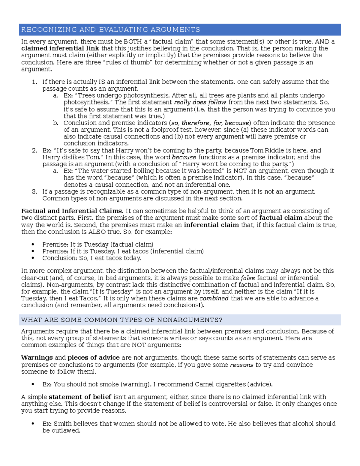 Logic Ax Arguments 1 2 3 Recognizing And Evaluating Arguments In Every Argument There Must