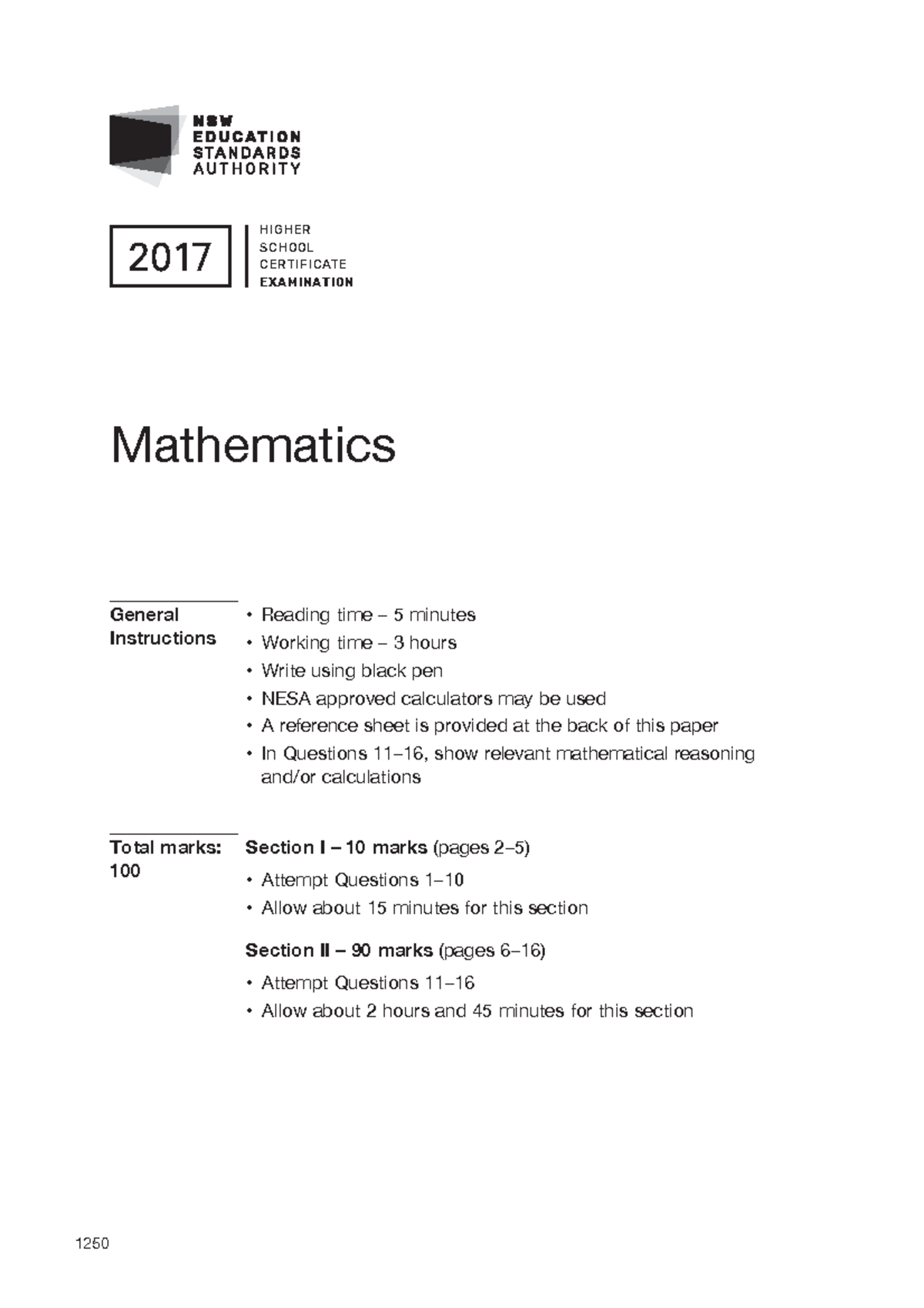 2017-hsc-maths - practice exam - 2017 HIGHER SCHOOL CERTIFICATE ...