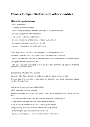 US-China Relationship Summary - China normalizing w/ West in 1970s 1972 ...