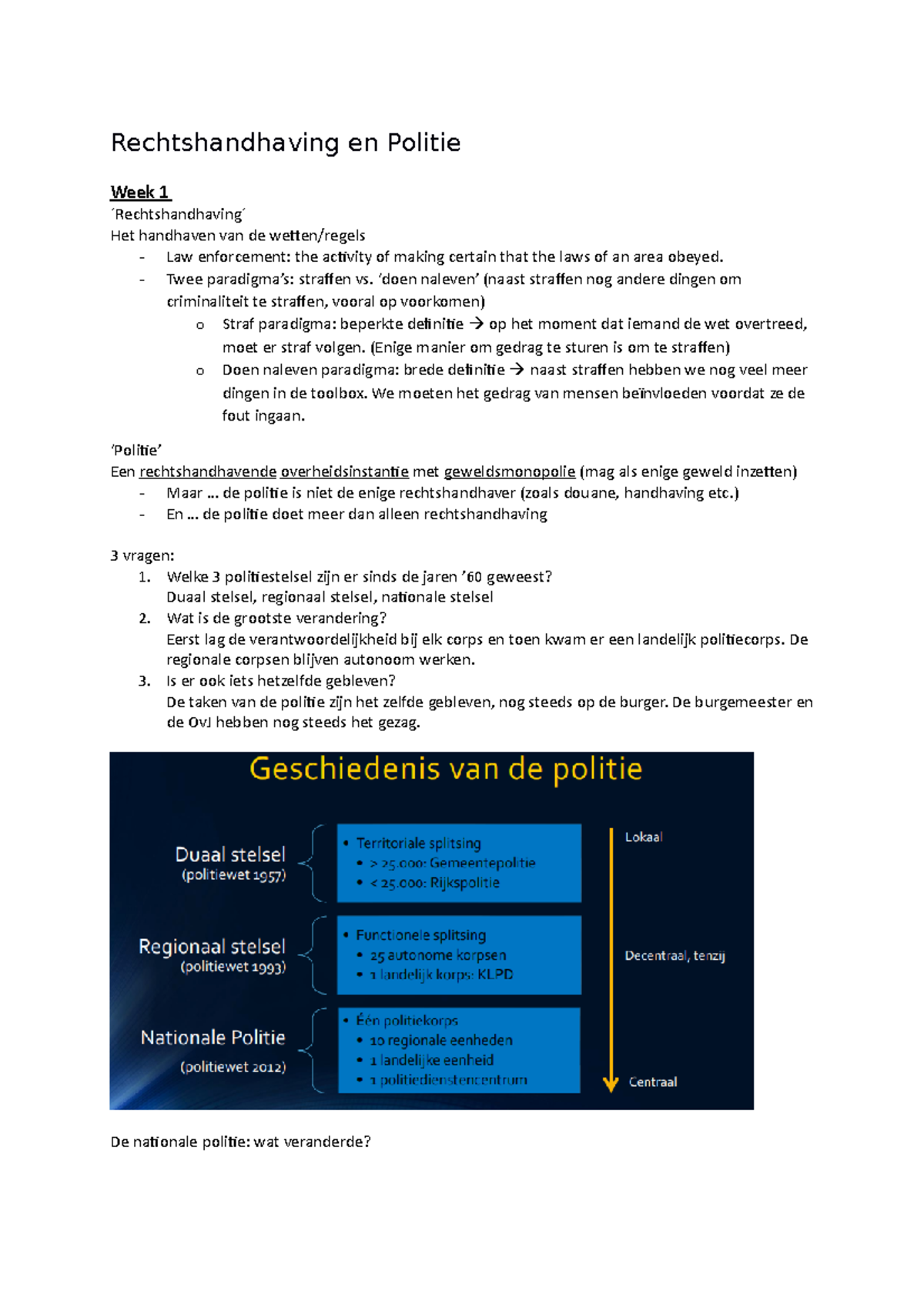 Rechtshandhaving en Politie HC - Rechtshandhaving en Politie Week 1 ...
