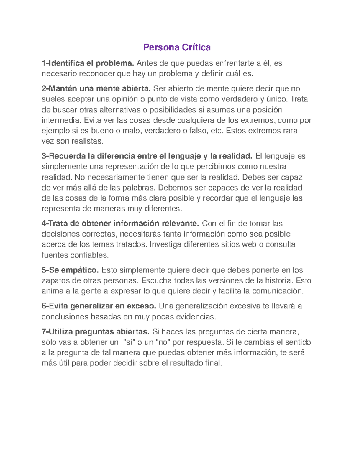 Persona Crítica y Culta - Persona el problema. Antes de que puedas ...