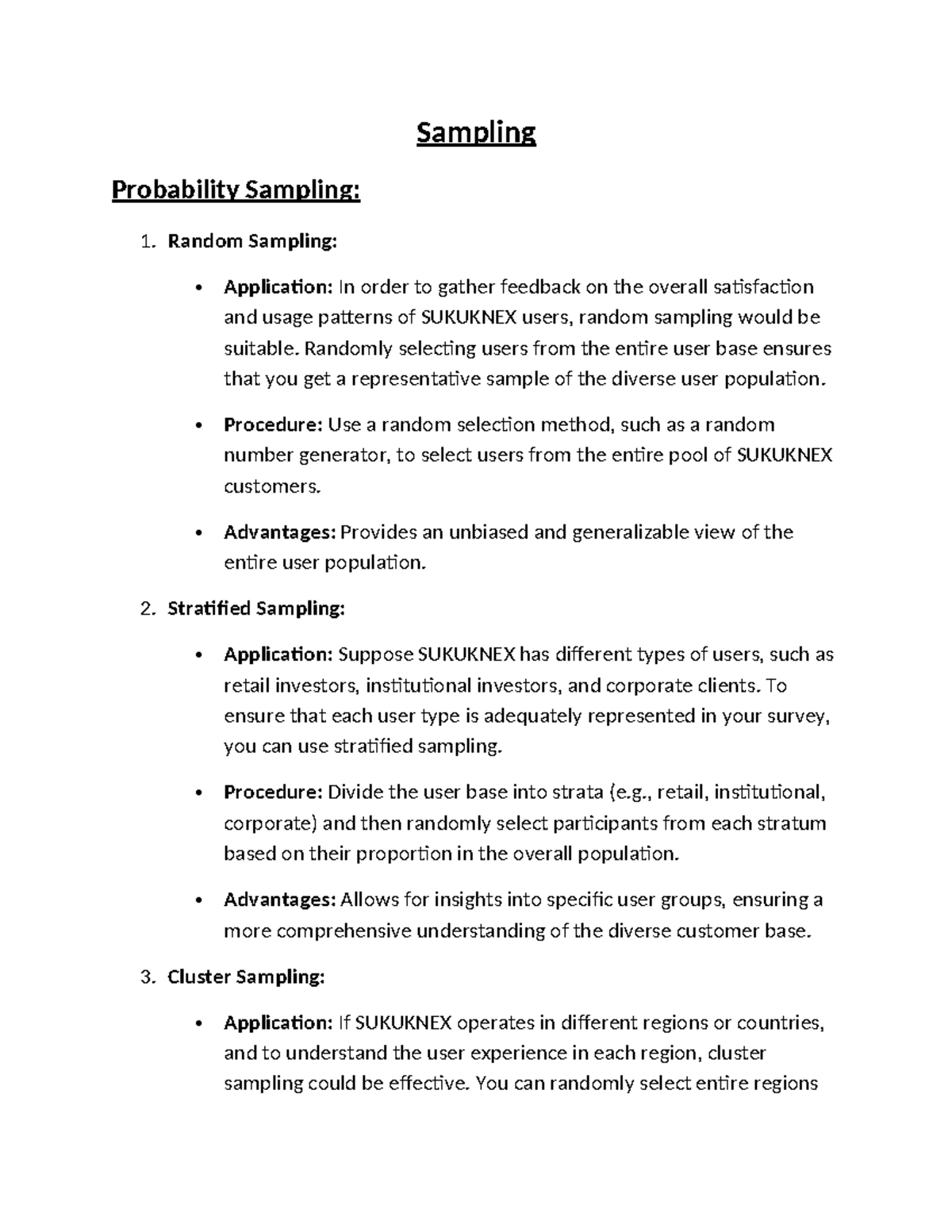 Sampling - Islamic Finance - Sampling Probability Sampling: 1. Random ...