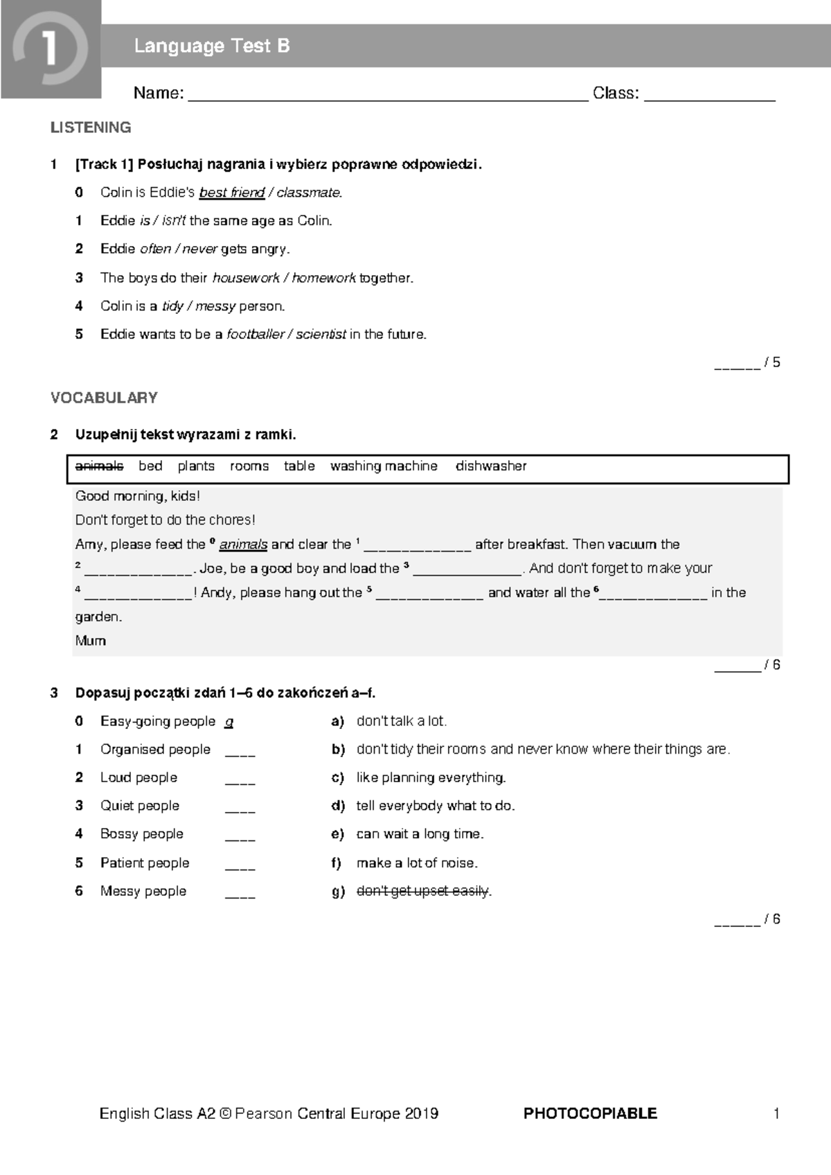 EC A2 Tests - Language Test 1B - Name ...