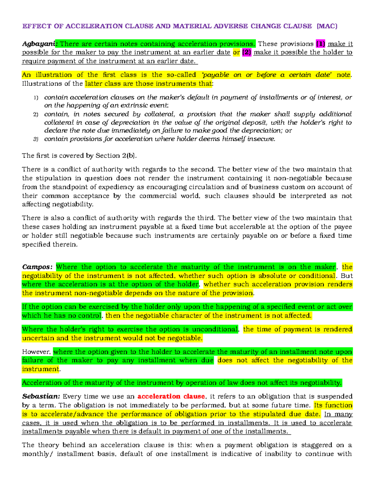 Nego6 - lecture notes on negotiable instruments. - EFFECT OF ...