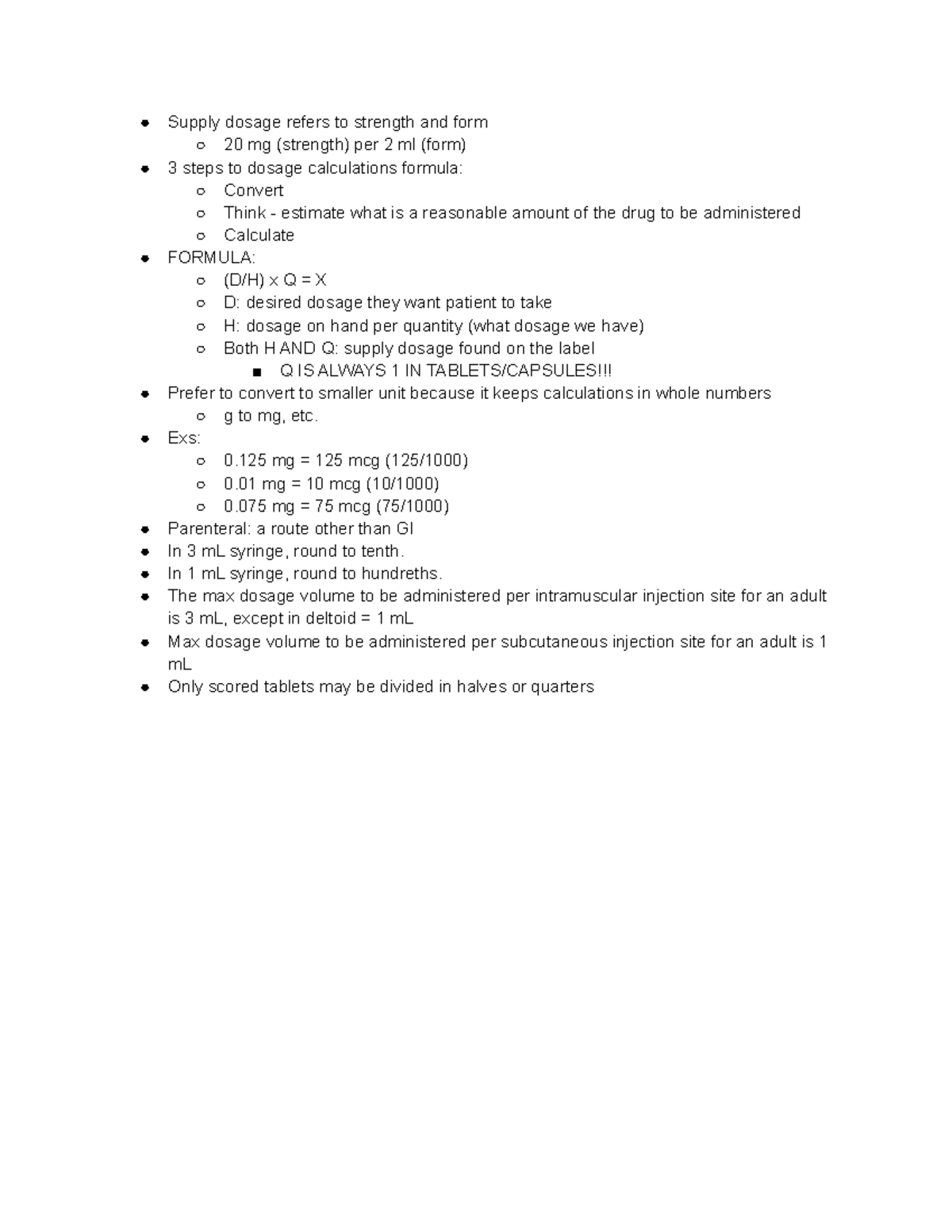 Oral and Parenteral Dosage of Drugs - Supply dosage refers to strength ...