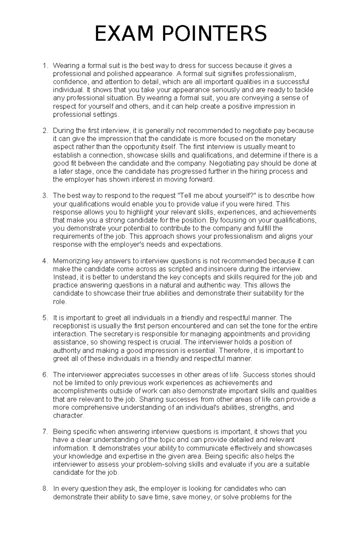 EXAM- Pointers - Pwede na po copy notes or print. For Lectures sa ABM ...