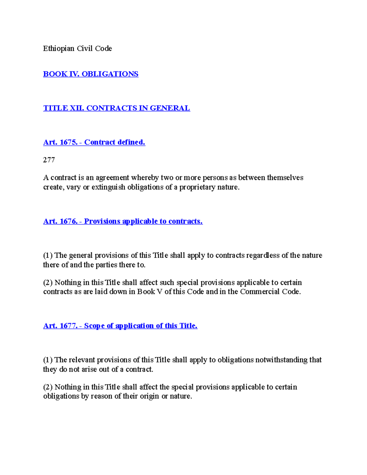 Ethiopian Civil Code - BEST NOTE TO STUDY - Ethiopian Civil Code BOOK ...