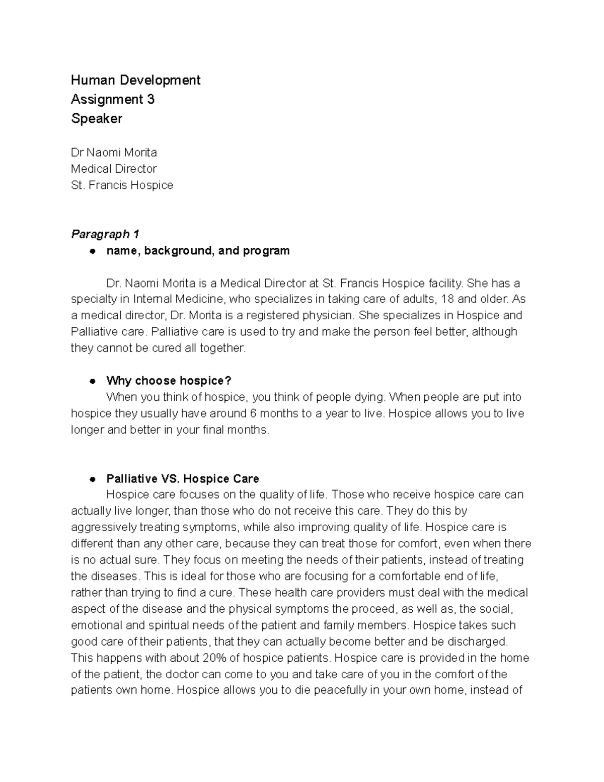 Human Development Assignment 3 Speaker Notes - Human Development ...