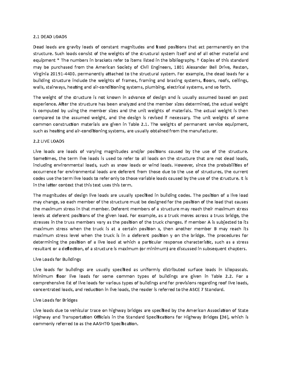 Doc1-dead and live loads - 2 DEAD LOADS Dead loads are gravity loads of constant magnitudes and ...