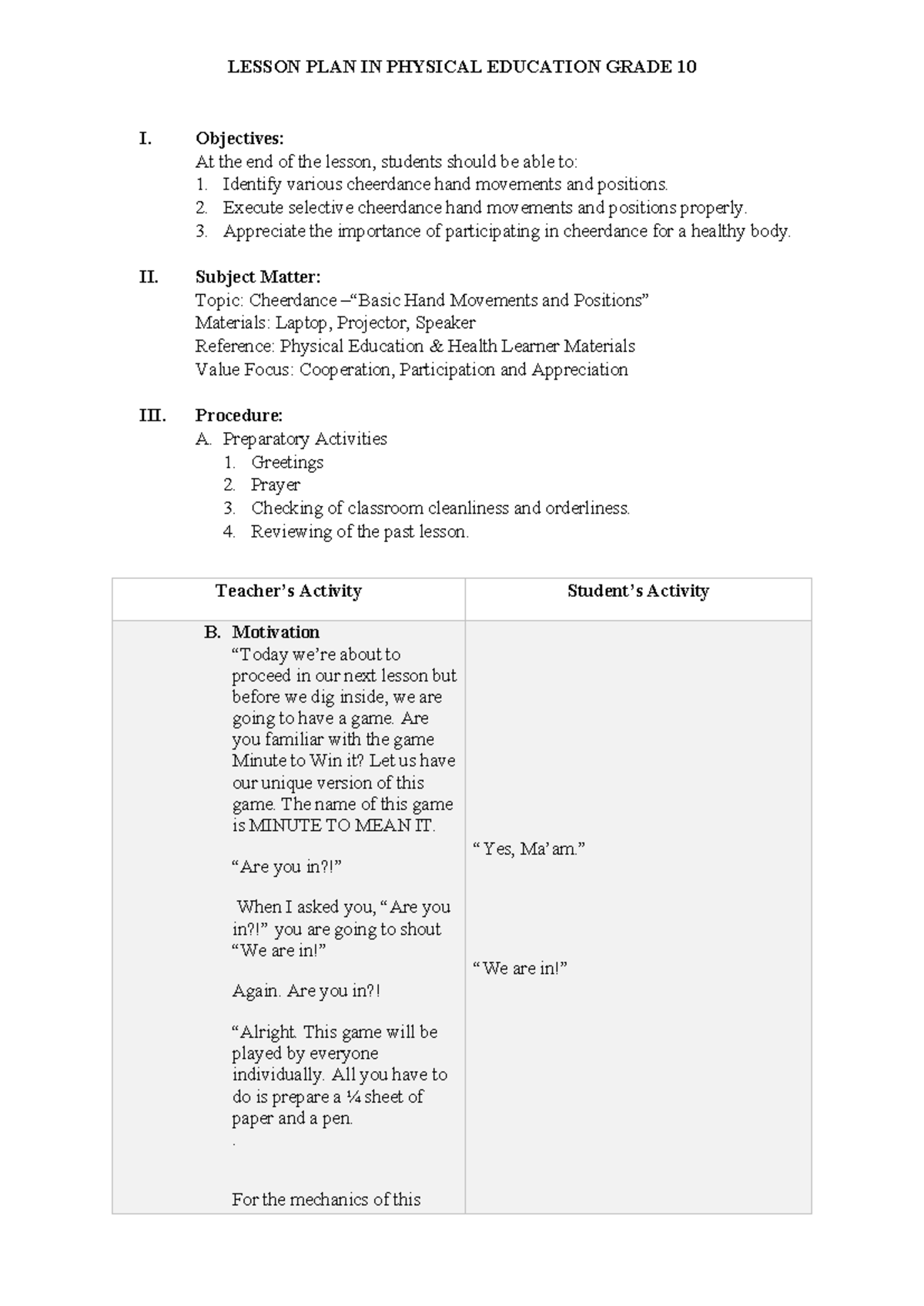 LP 4 - Laogan, Nasrea, Tiago - LESSON PLAN IN PHYSICAL EDUCATION GRADE ...