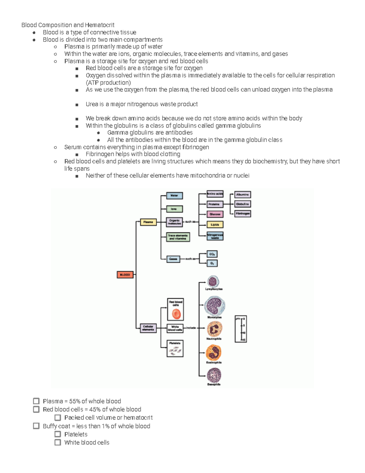 BIOL 436 - Exam 2 Study Guide - Blood Composition and Hematocrit Blood ...
