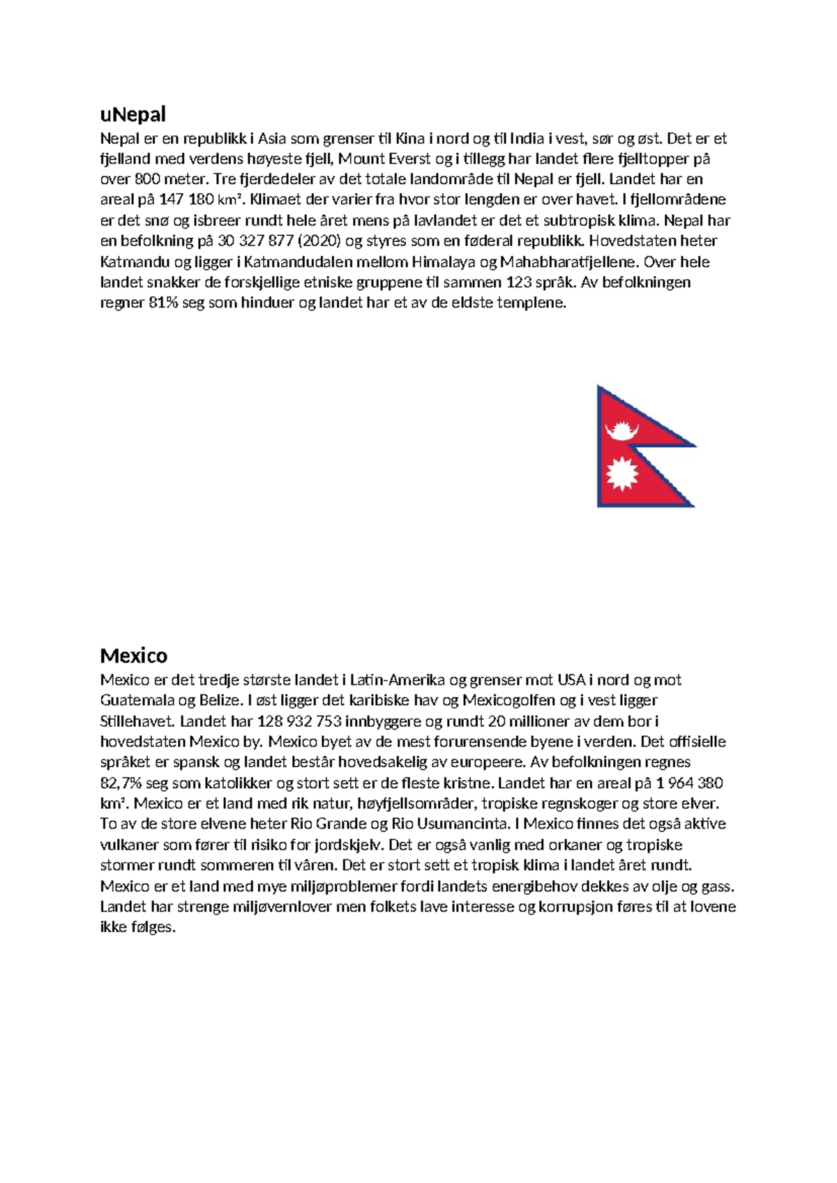 Sammenligning av nepal og mexico - uNepal Nepal er en republikk i Asia ...