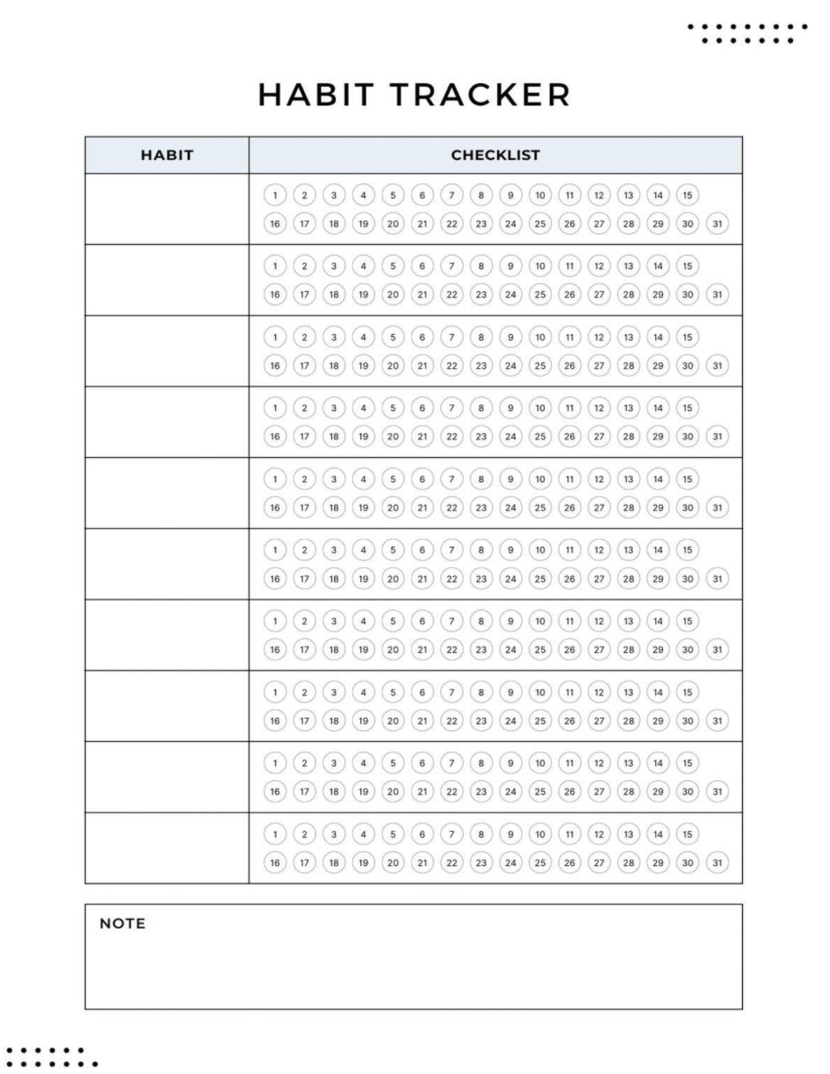 Hábitos - Una plantilla que te ayudará a seguir tus hábitos - HABIT ...
