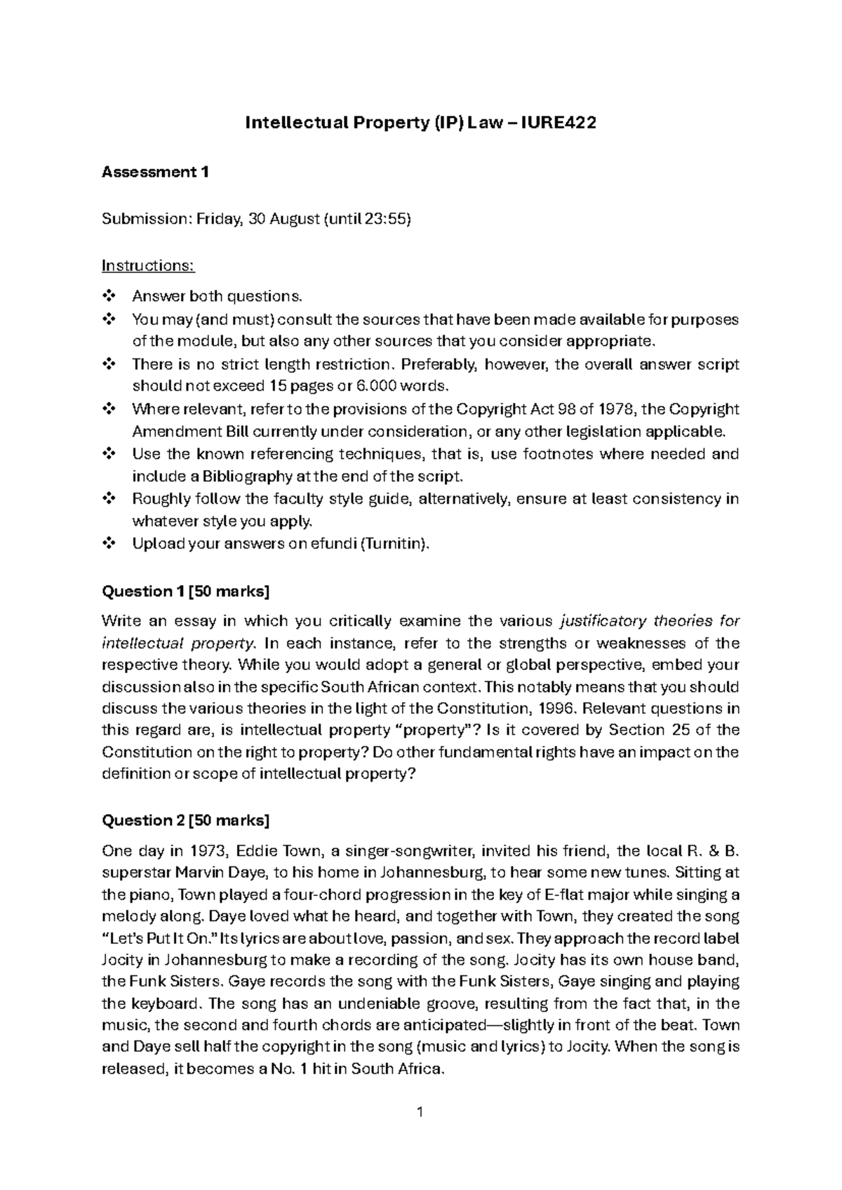 Assessment 1 IP - Intellectual property (IP) refers to creations of the ...