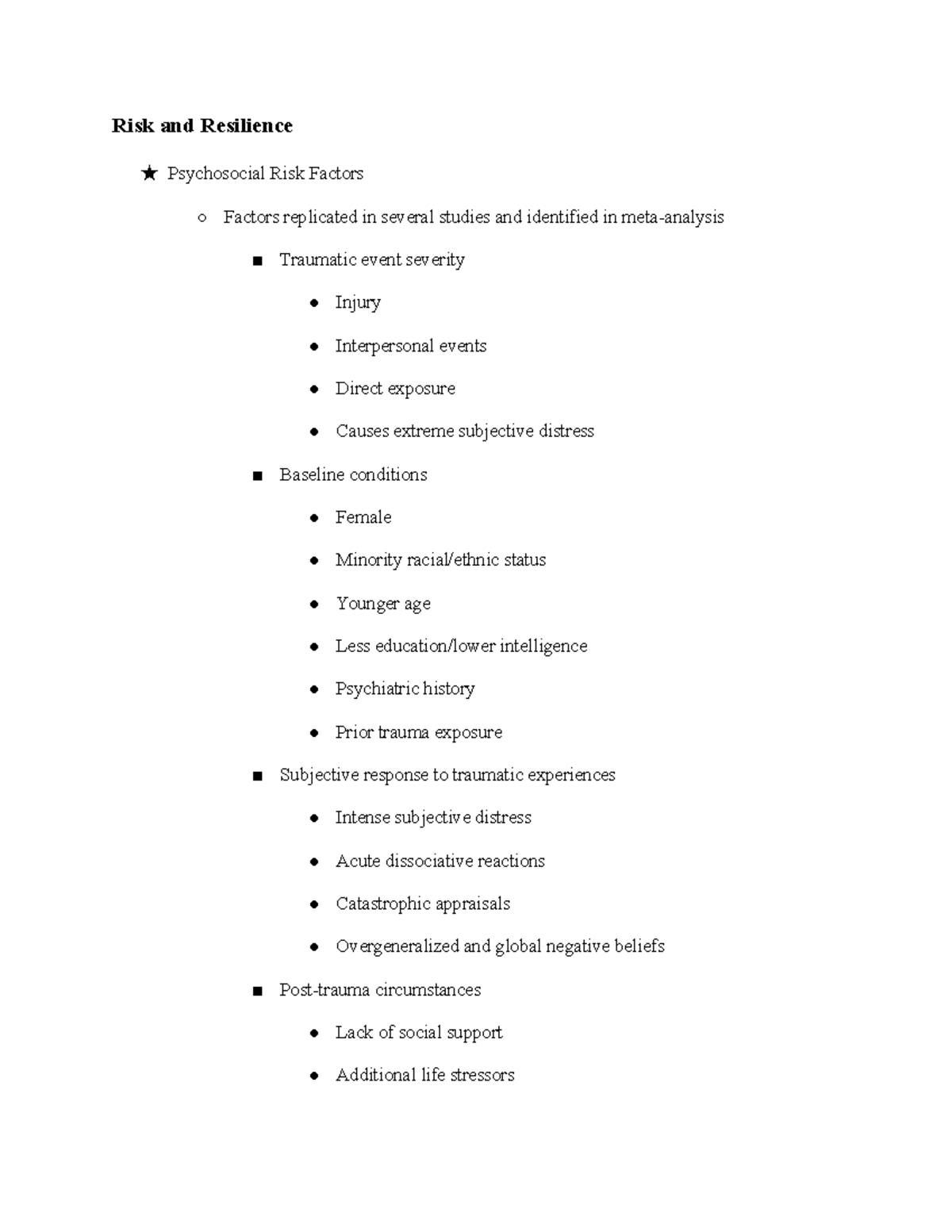 Risk and Resilience - Studocu