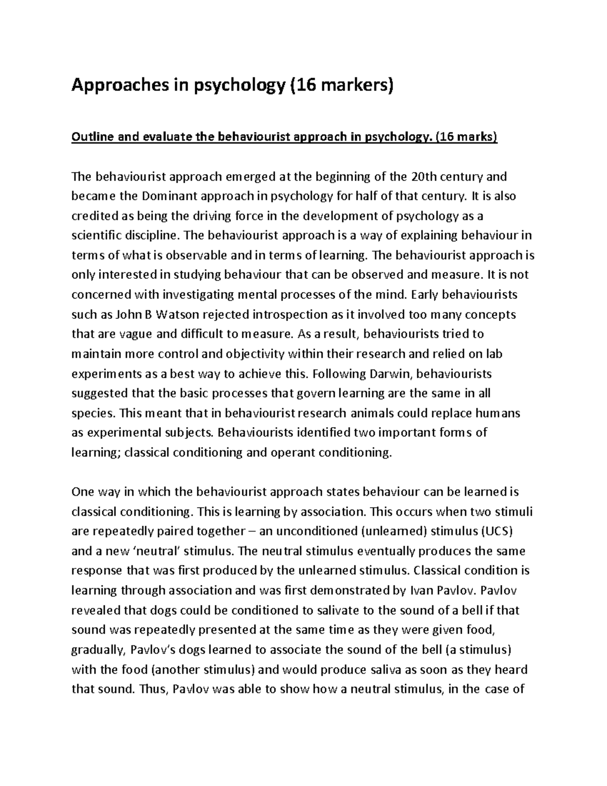 Approaches in Psychology 16 markers - Approaches in psychology (16 ...