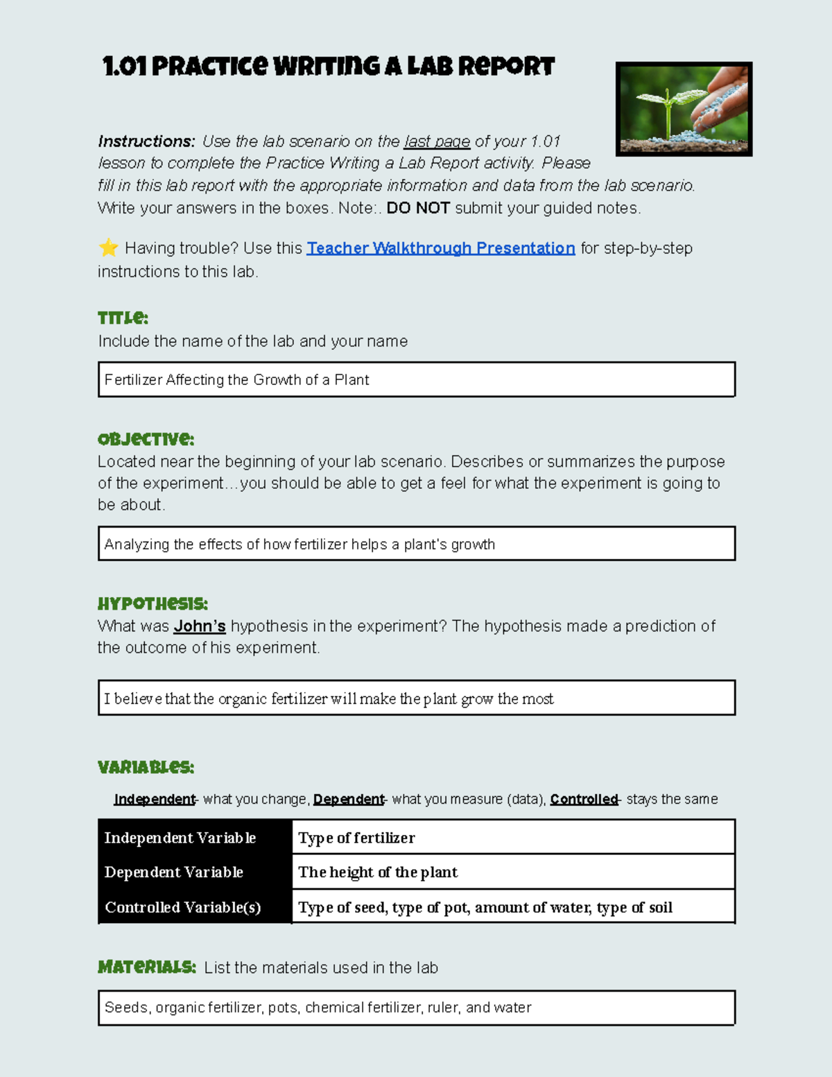 Practice Writing a Lab Report Instructions - Studocu