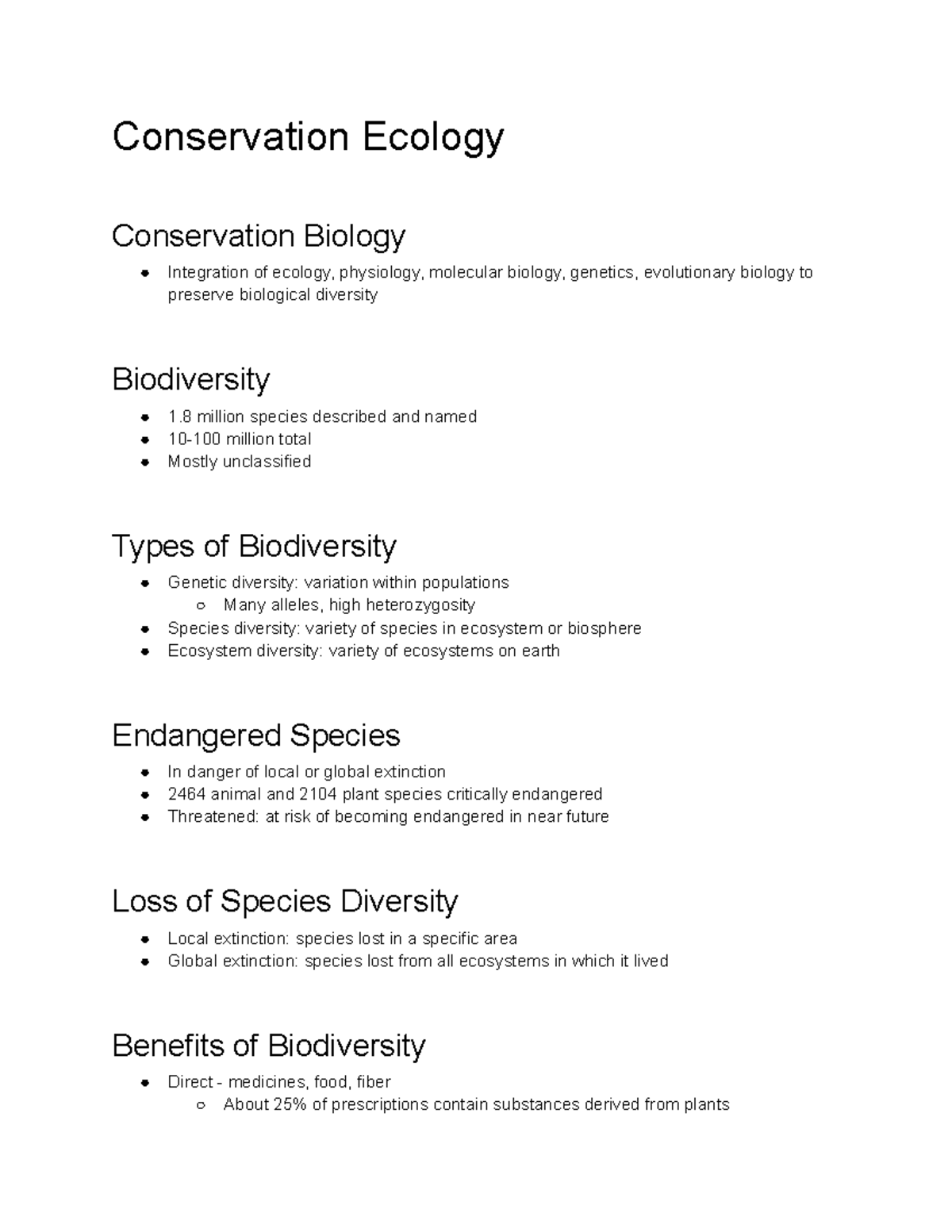 General Biology 1 - Lecture 28 Conservation Ecology - Conservation ...