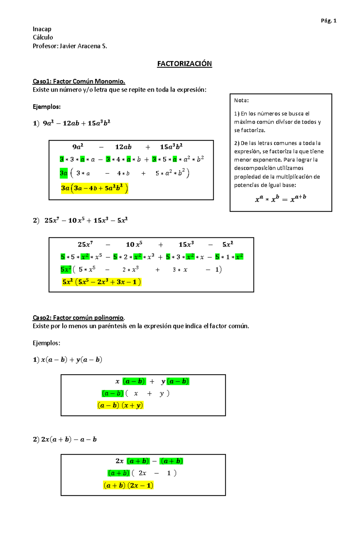 Apunte de Algebra (Factoriza Prod Not Racionaliza) - 𝟗𝒂𝟐 − 𝟏𝟐𝒂𝒃 ...