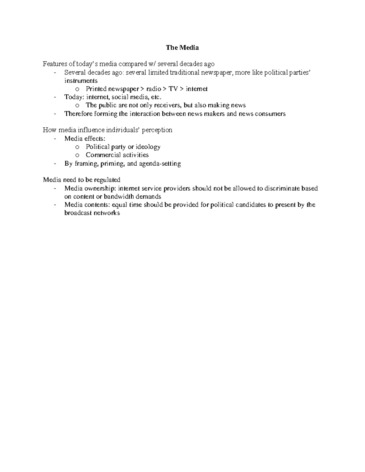 The Media - POLI 1090 - Studocu