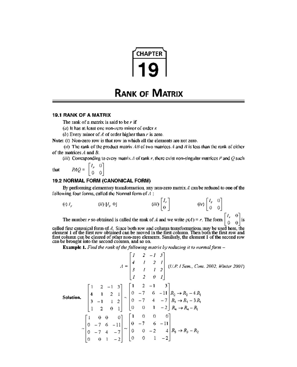 Higher Engg Maths- 19 - Rank of matrix - Applied Mathematics- 2 - Studocu