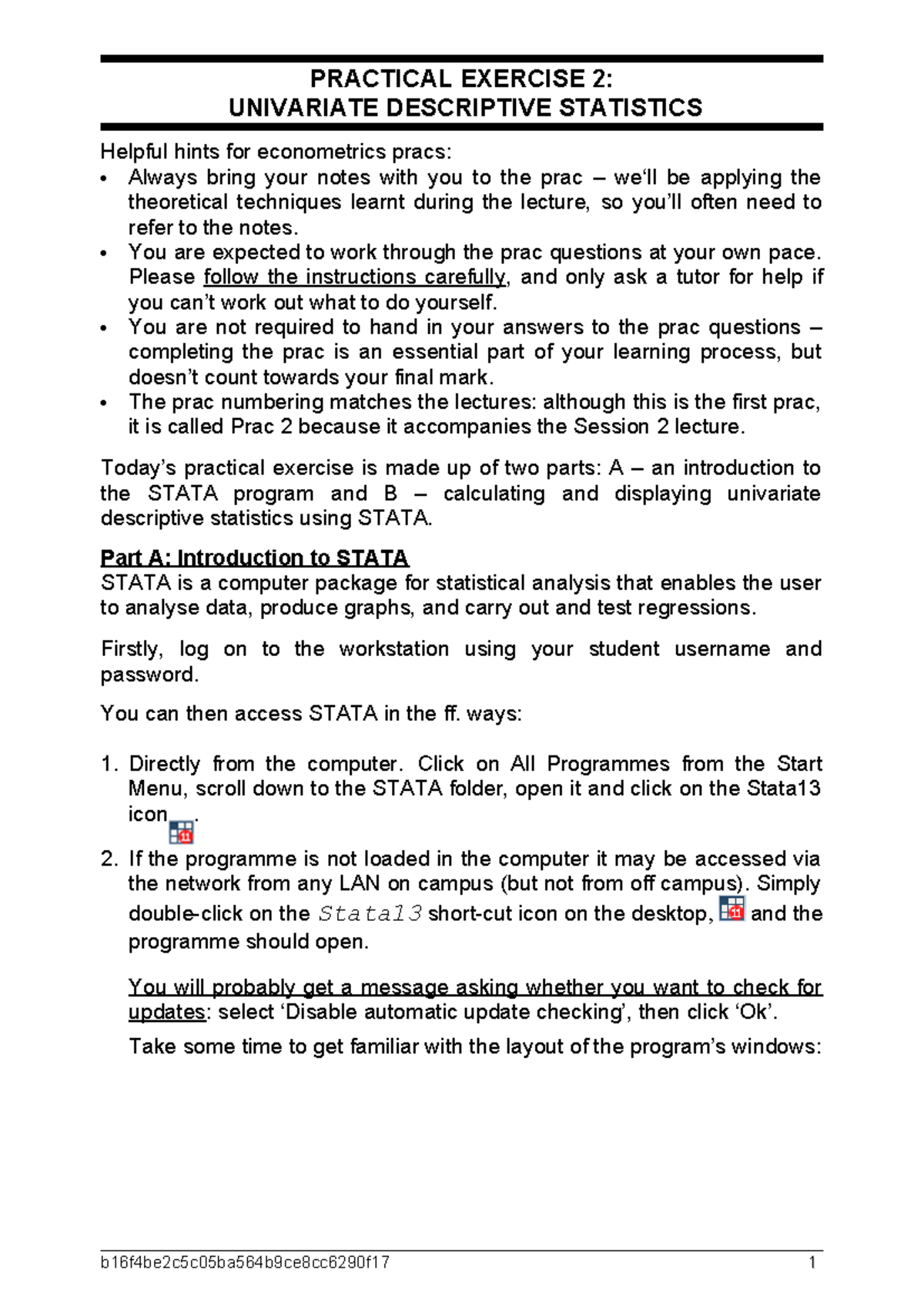 Prac 2 Univariate Data Analysis - PRACTICAL EXERCISE 2: UNIVARIATE ...