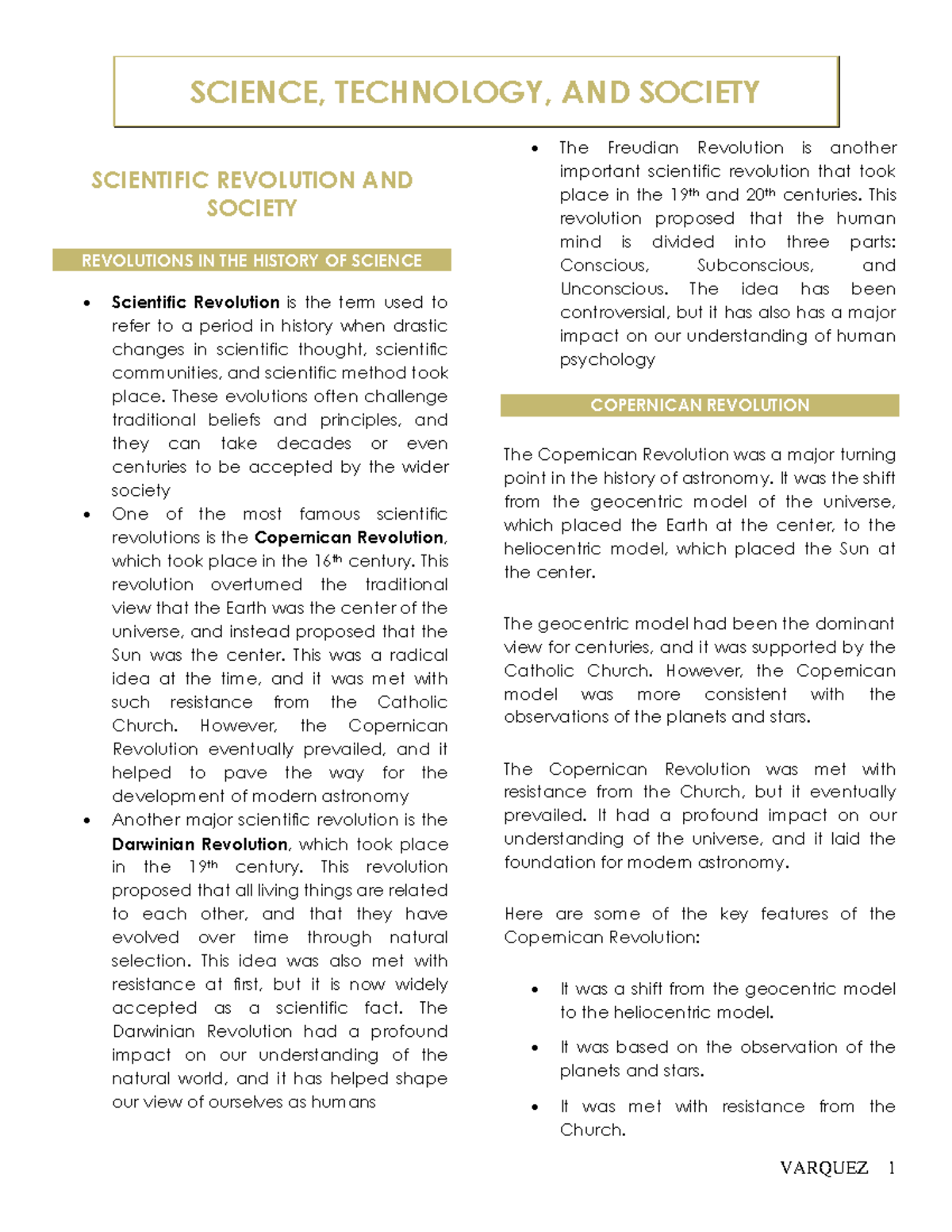 GE-STS - none - SCIENTIFIC REVOLUTION AND SOCIETY REVOLUTIONS IN THE ...