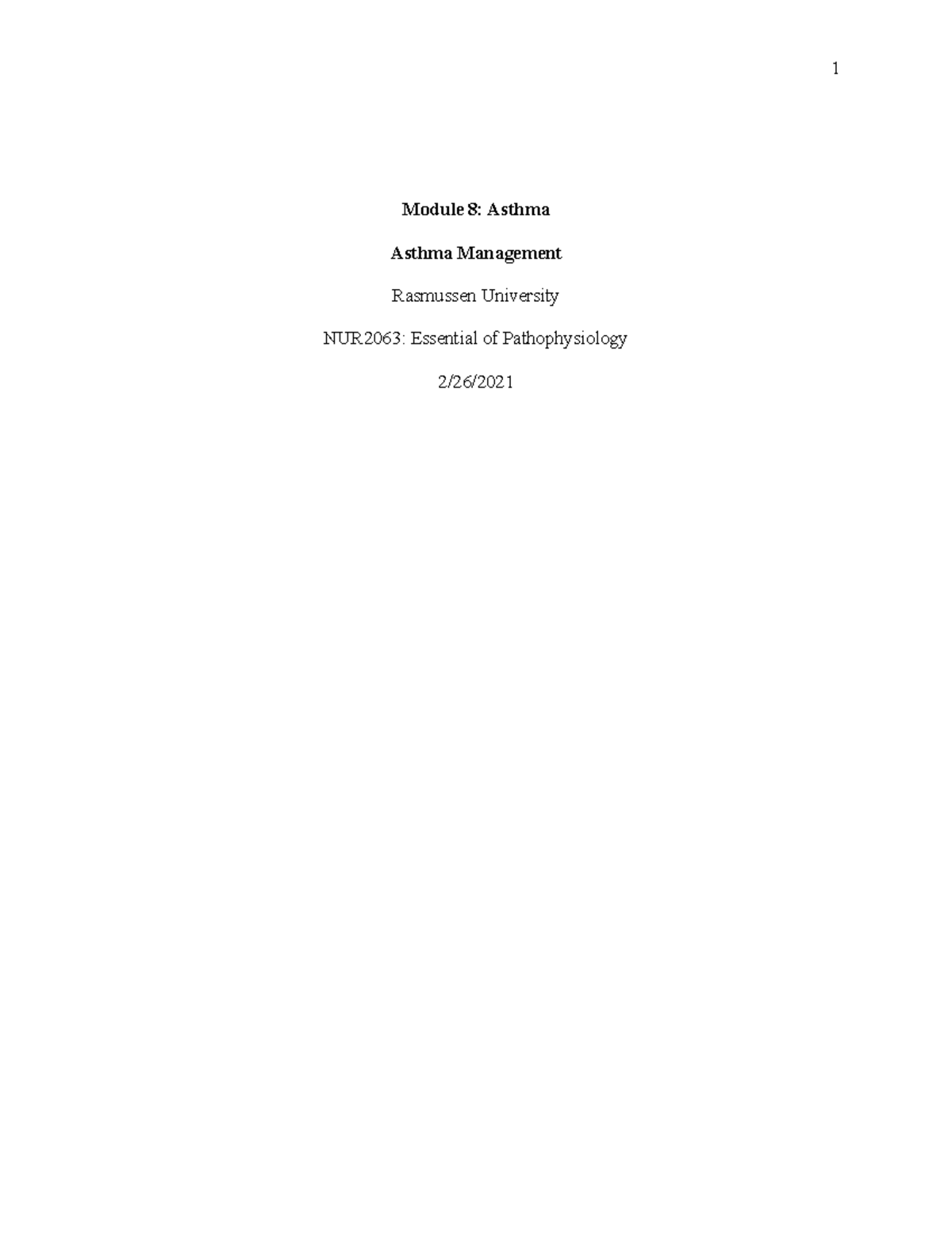 Patho module 8asthmamanagement 2272021 - Module 8: Asthma Asthma ...