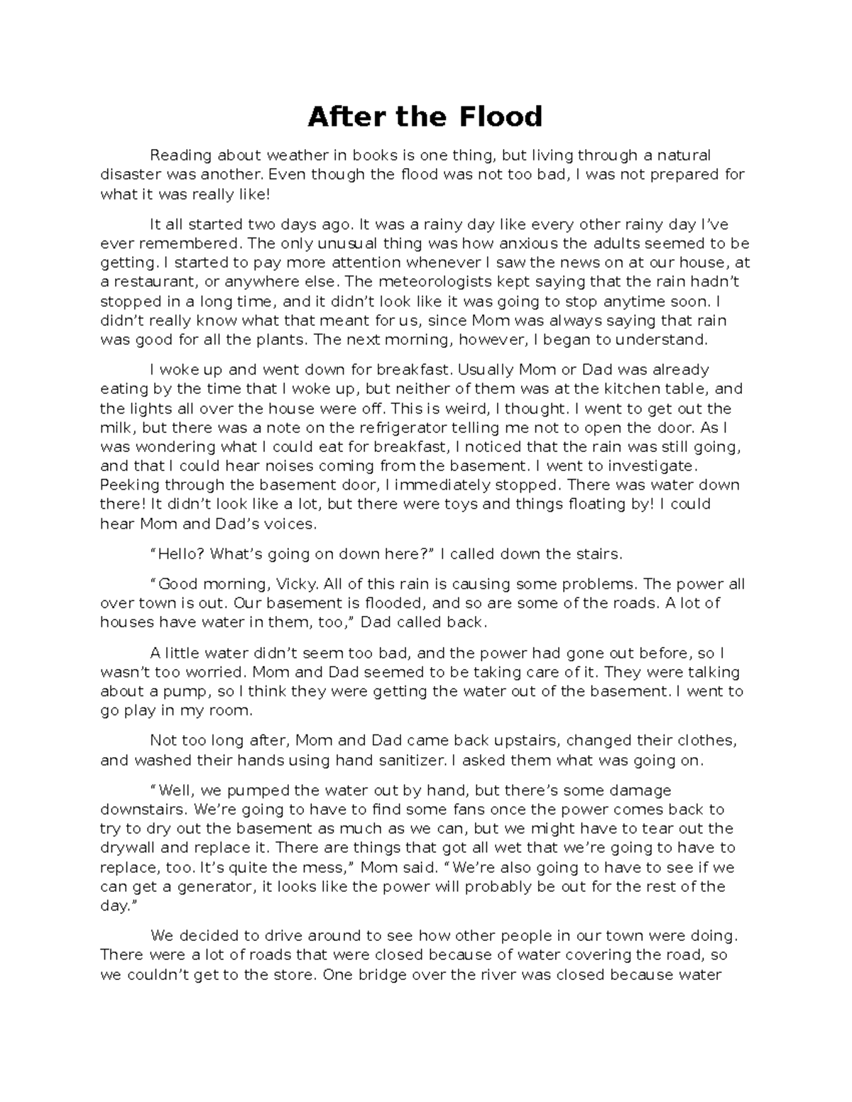 After the Flood - After the Flood Reading about weather in books is one ...