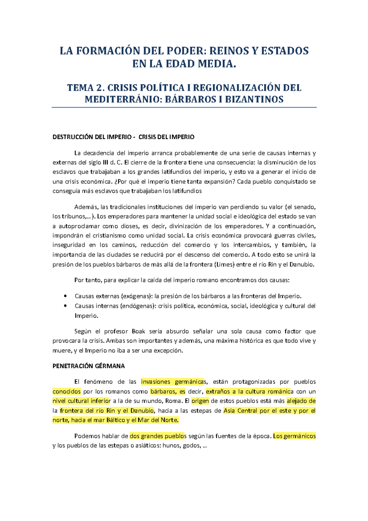 Tema 2 - Tema 2 - LA FORMACIÓN DEL PODER: REINOS Y ESTADOS EN LA EDAD ...