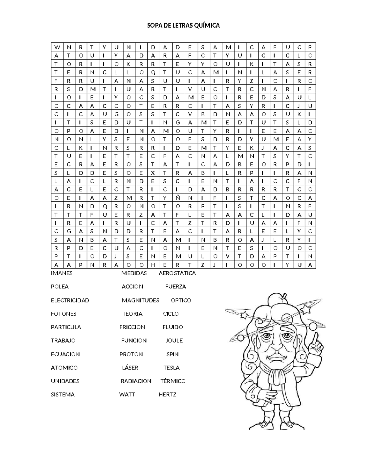 SOPA DE Letras Aequimides - SOPA DE LETRAS QUÍMICA W N R T Y U N I D A ...