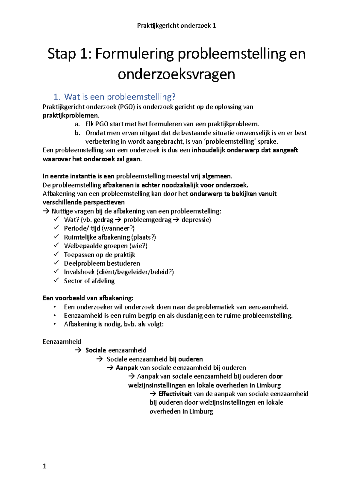 PGO1 deel onderzoek - Stap 1: Formulering probleemstelling en ...