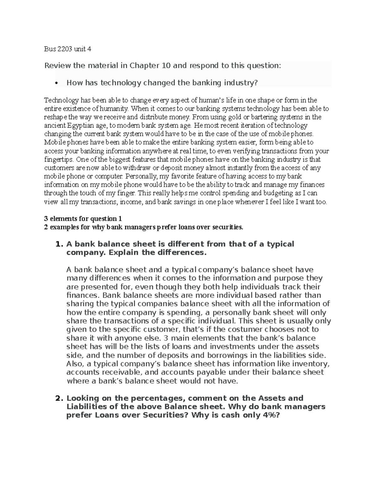 Bus 2203 Unit 4 2203 Unit 4 Bus 2203 Unit 4 Review The Material In Chapter 10 And Respond To
