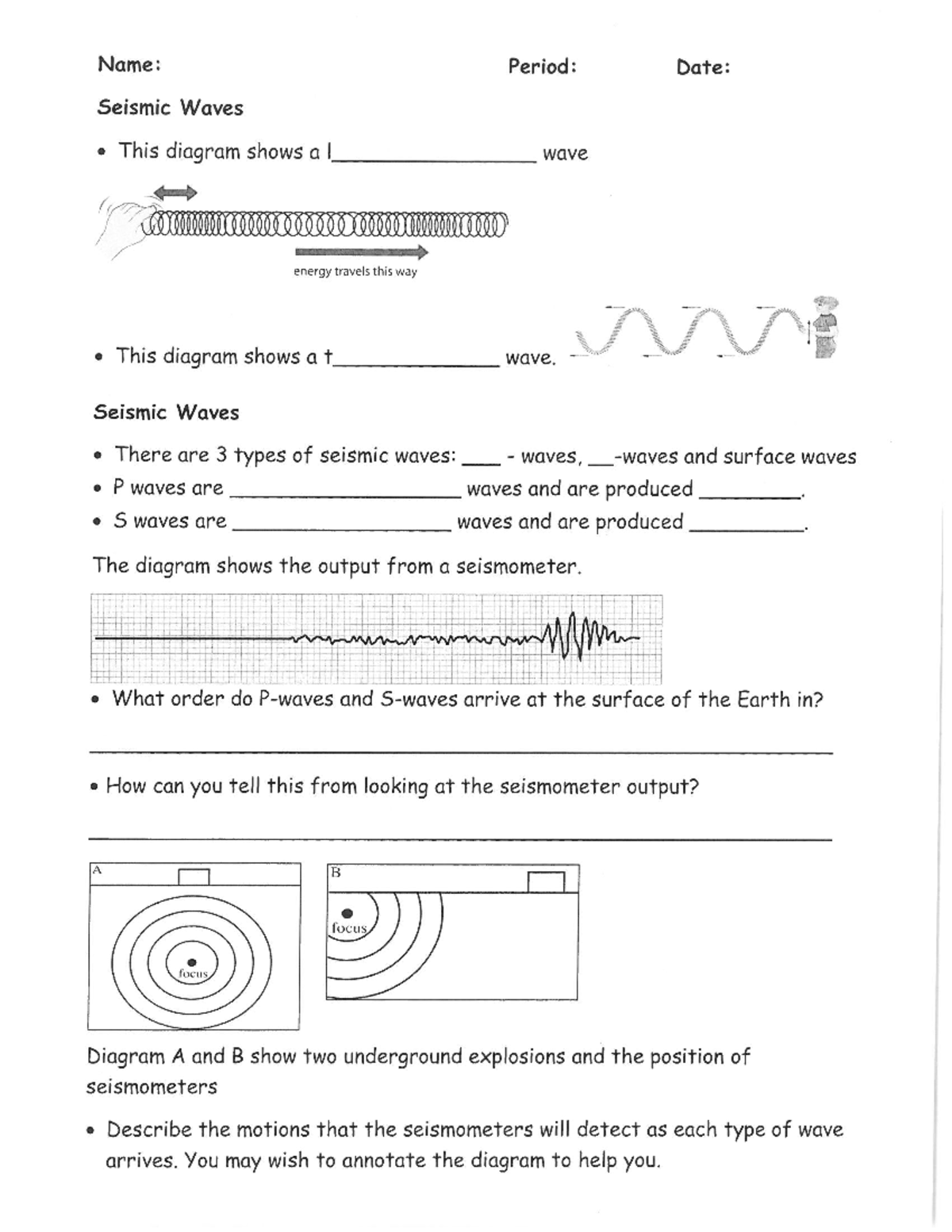 Seismic Waves Worksheet - C S 397T - Studocu