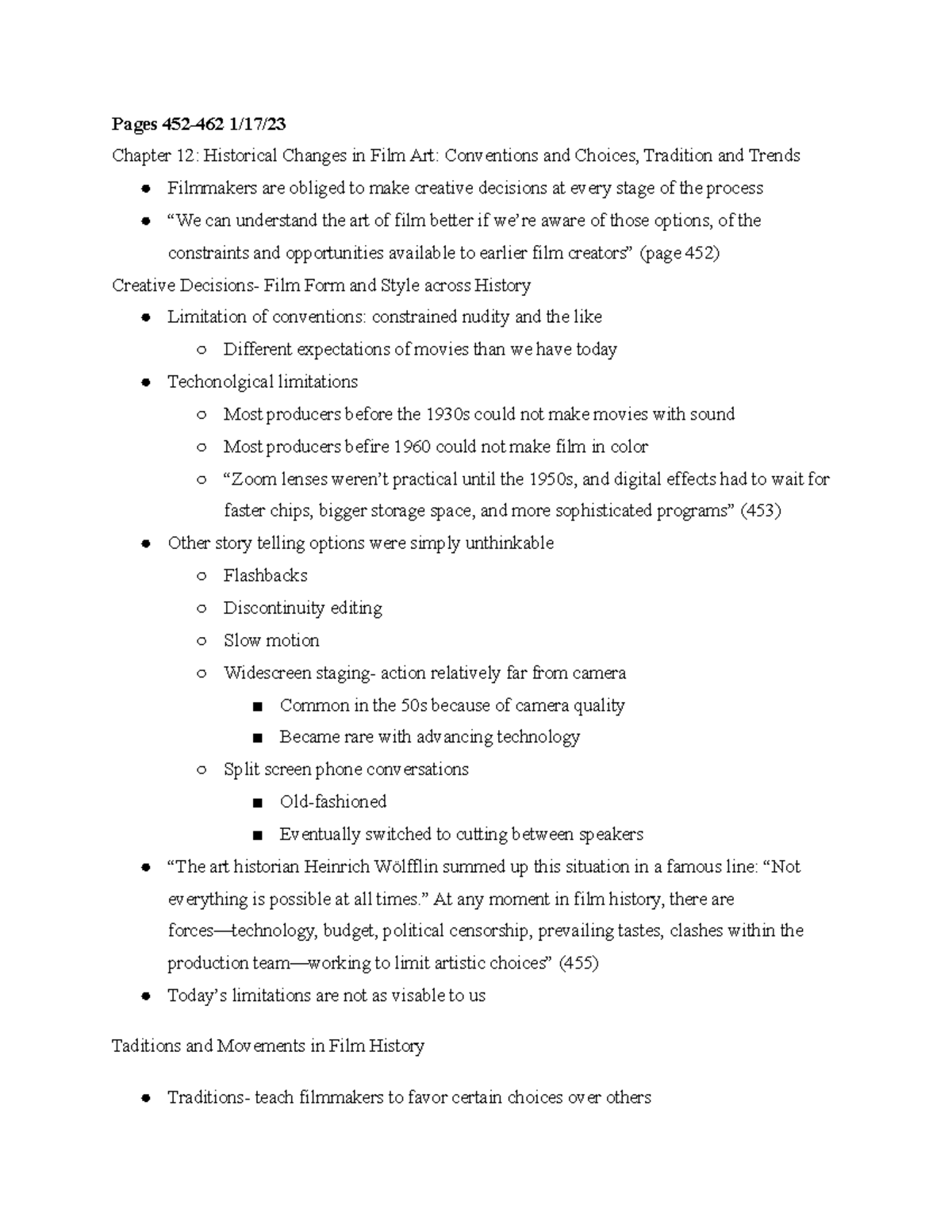 Film Art An Introduction, 11th Edition textbook notes - Pages 452-462 1 ...