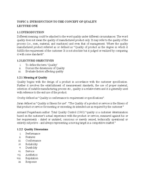 Total quality management - TOPIC 2: TOTAL QUALITY MANAGEMENT TQM is ...