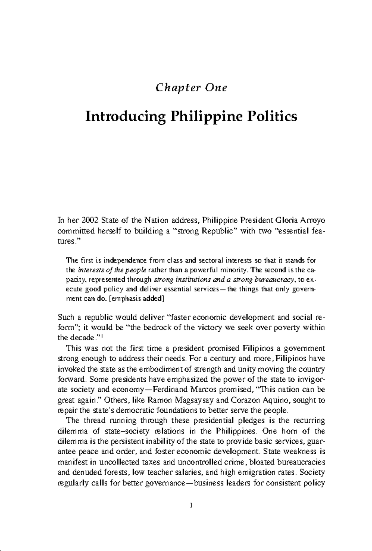 2005 .Abinales.State and society Chapter 1 pages 1-18 - 1 In her 2002 ...