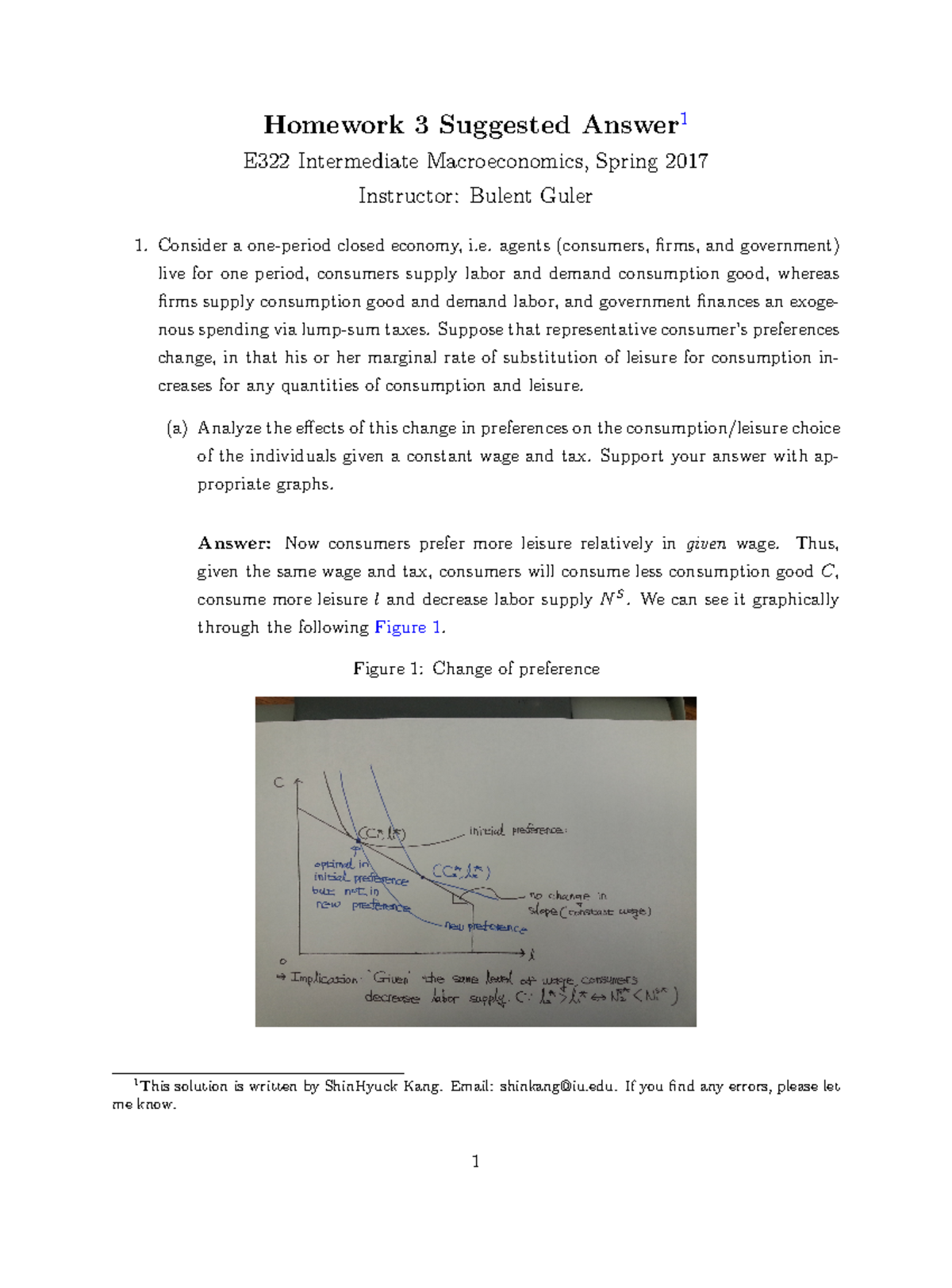 Solution to HW3 E322 - Homework 3 Suggested Answer 1 E322 Intermediate Macroeconomics, Spring ...