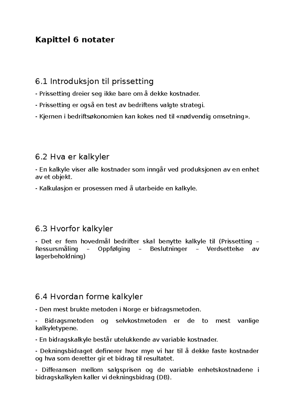 Kapittel 6 notater - BØA1100 - NTNU - Studocu