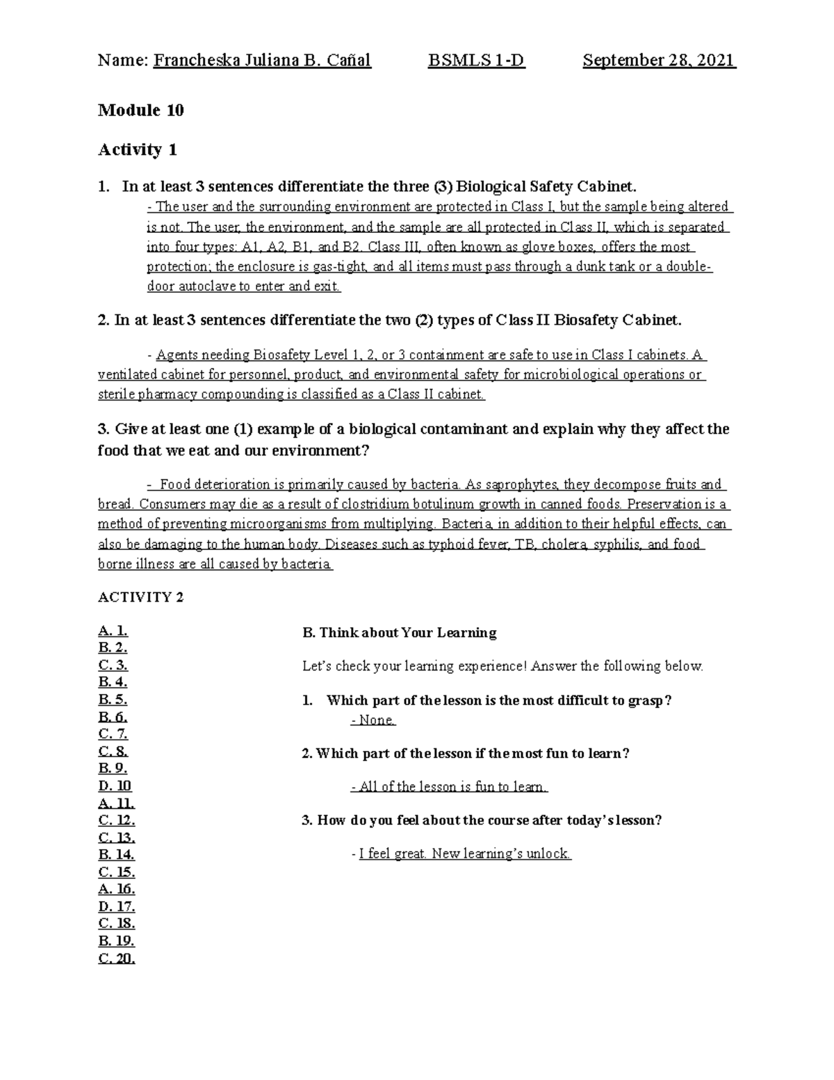 Module 10 - Activity 1 1. In at least 3 sentences differentiate the ...