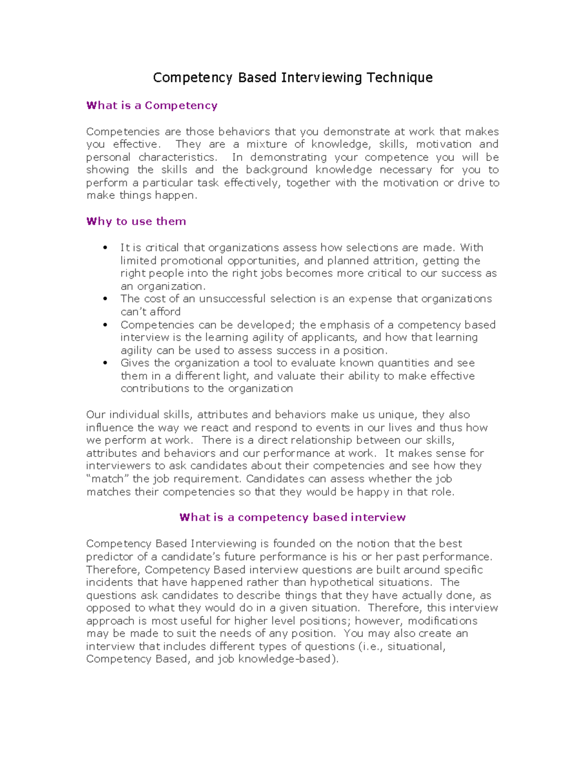 Competency based interviewing technique 143 - Competency Based Interviewing Technique What is a ...
