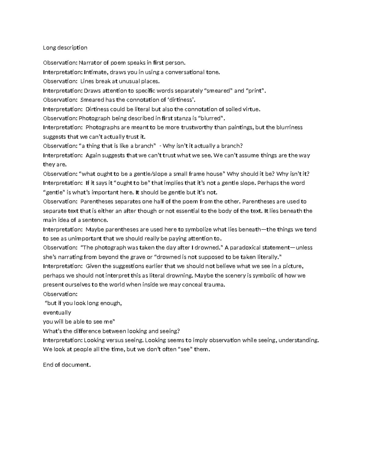 Long description - Eng - Long description Observation: Narrator of poem ...