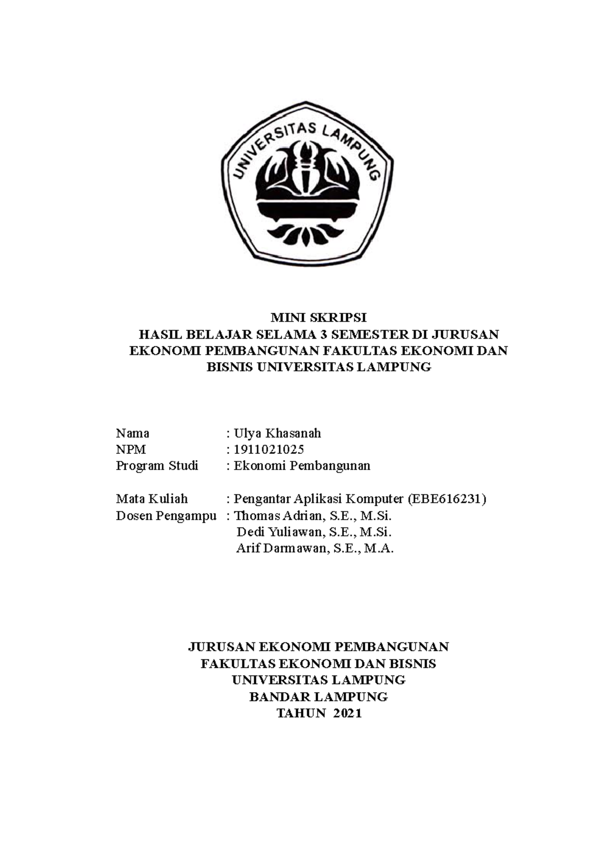Aplikom (MINI Skripsi) - MINI SKRIPSI HASIL BELAJAR SELAMA 3 SEMESTER ...