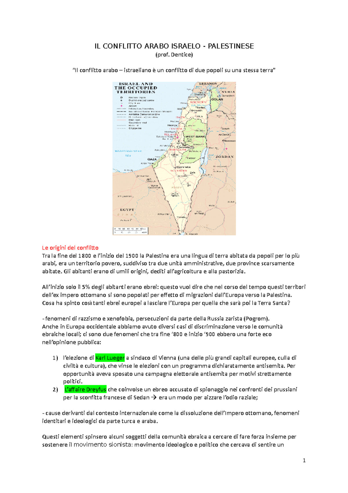 Il conflitto Istraelo - Palestinese - IL CONFLITTO ARABO ISRAELO ...