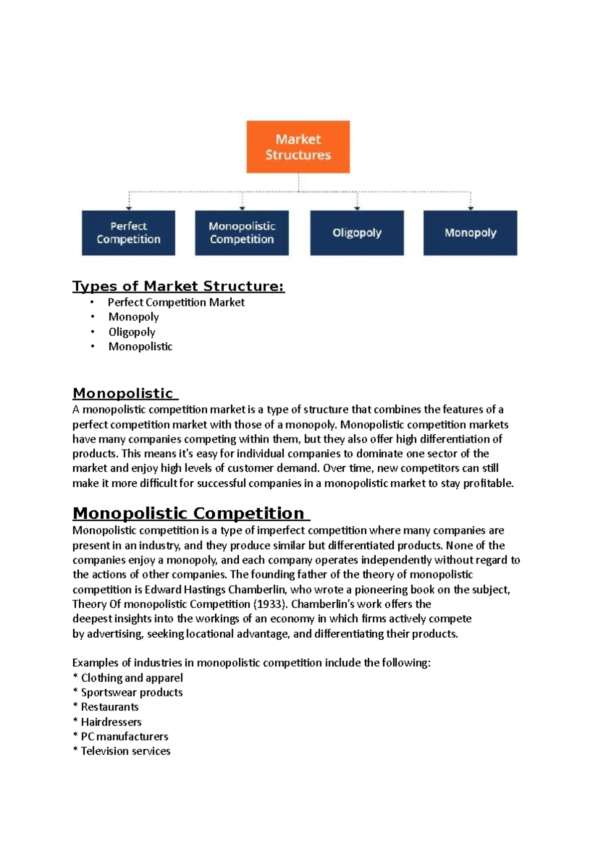 Monololistic Microecnomis - Types of Market Structure: Perfect ...