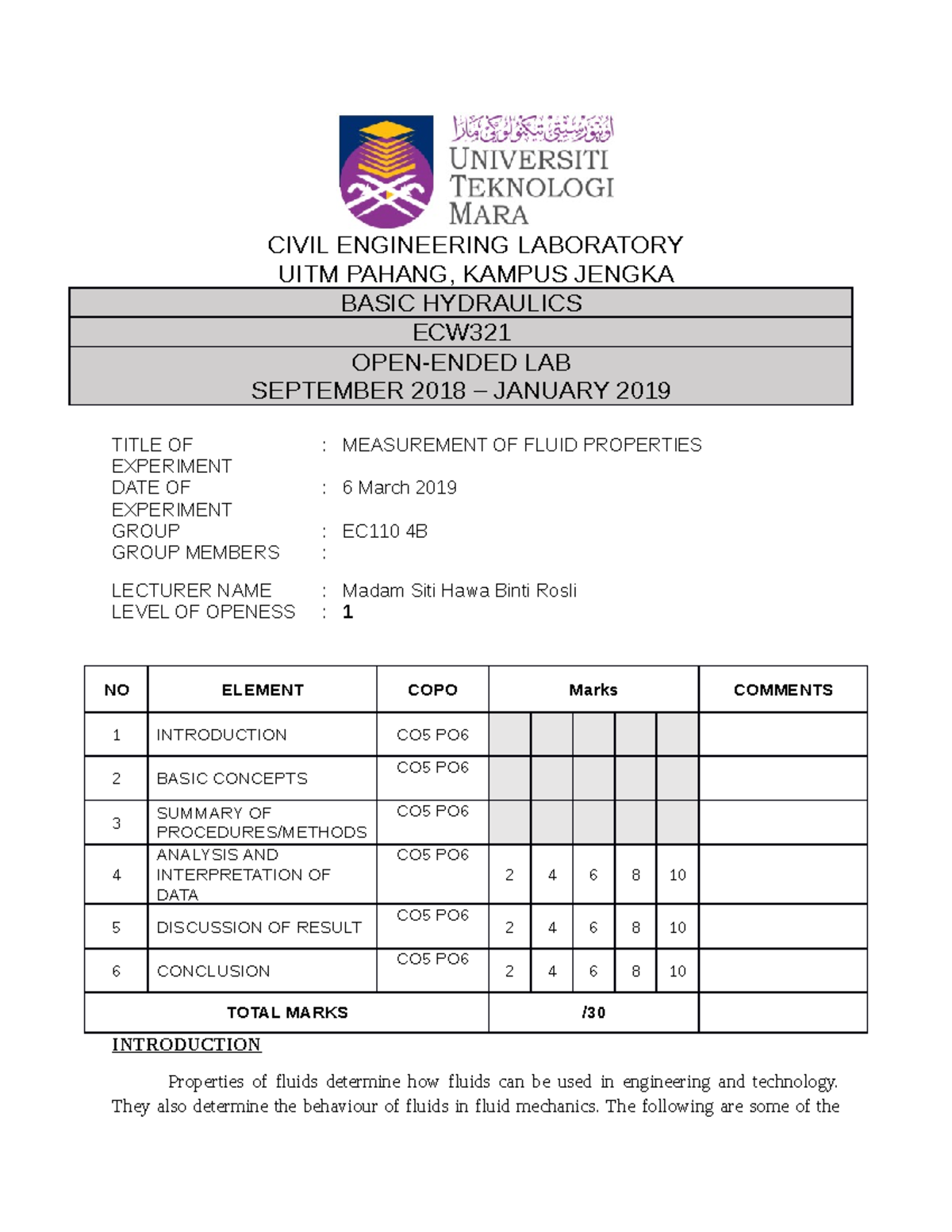 2019 Fluid properties civil enginnering - CIVIL ENGINEERING LABORATORY ...