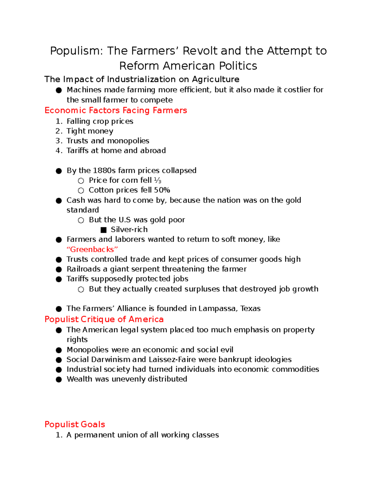 Populism - Donnelly: Populist politician Novelist and “chronicler” of ...